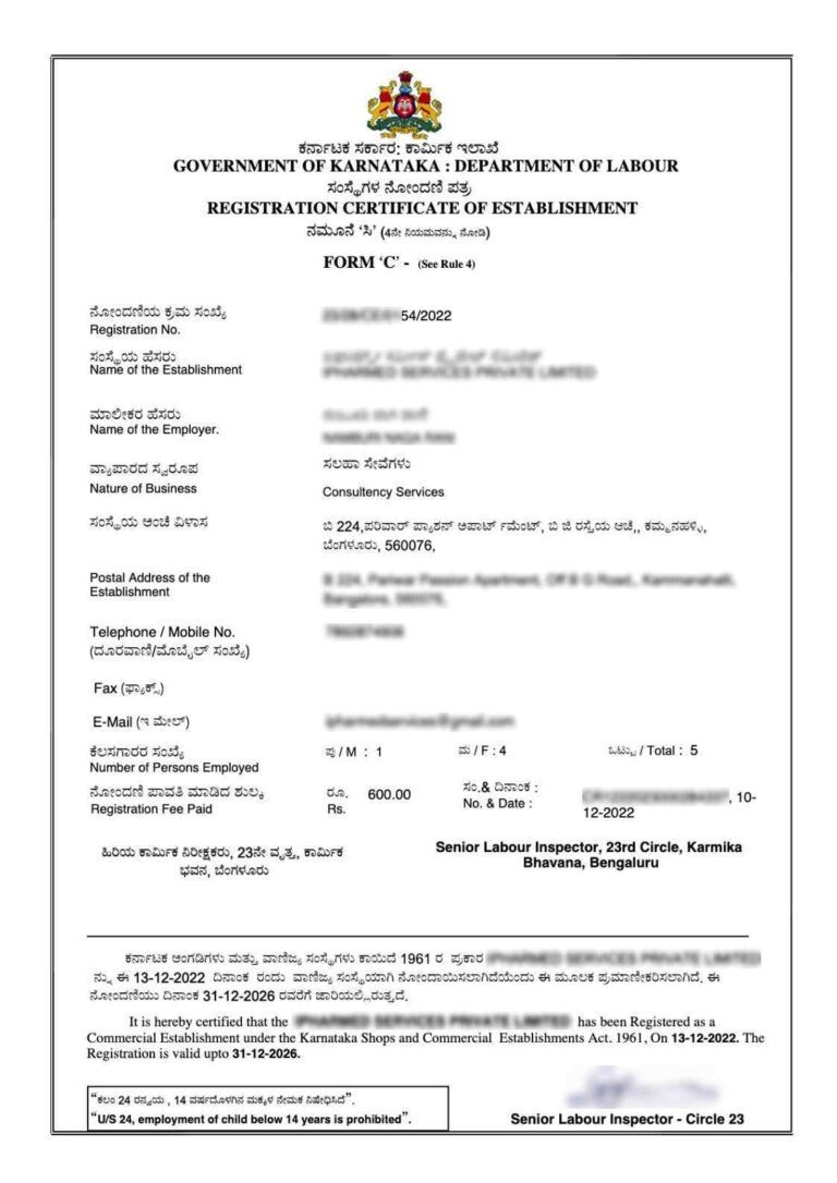 Shop And Establishment Registration For Business